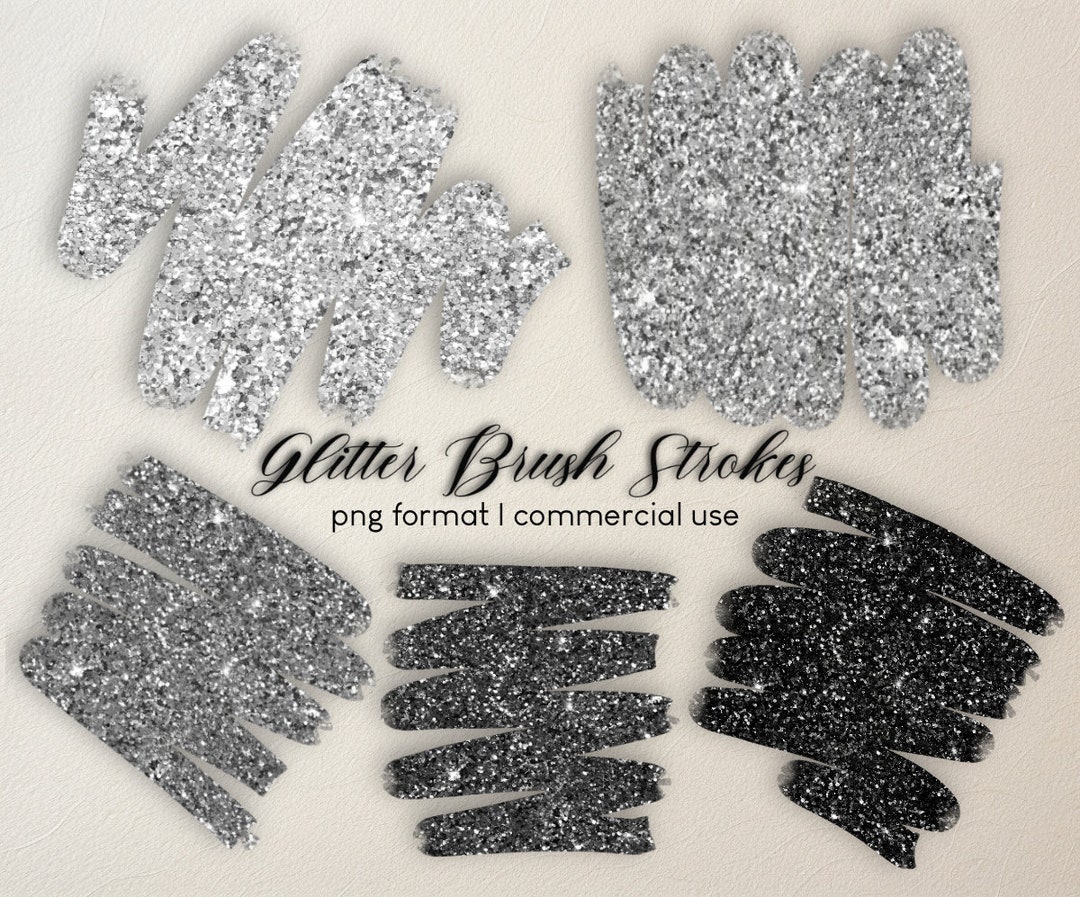 Silver Glitter Brush Strokes Clipart | Silver Brush Strokes | Silver ...