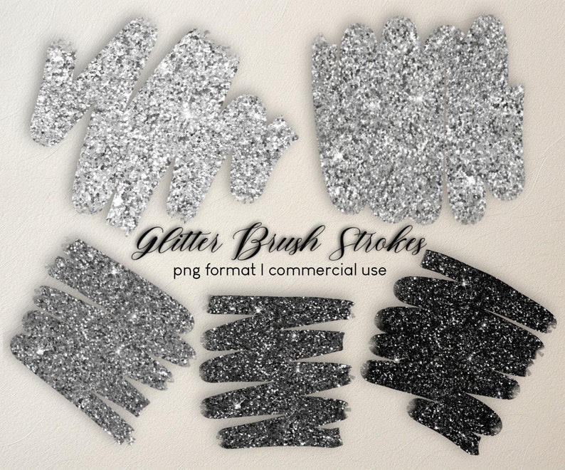 Silver Glitter Brush Strokes Clipart | Silver Brush Strokes | Silver ...