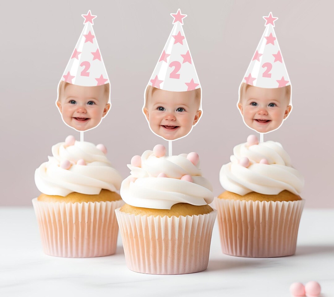 Face Cupcake Toppers Baby Face Toppers First Birthday Decor Custom ...