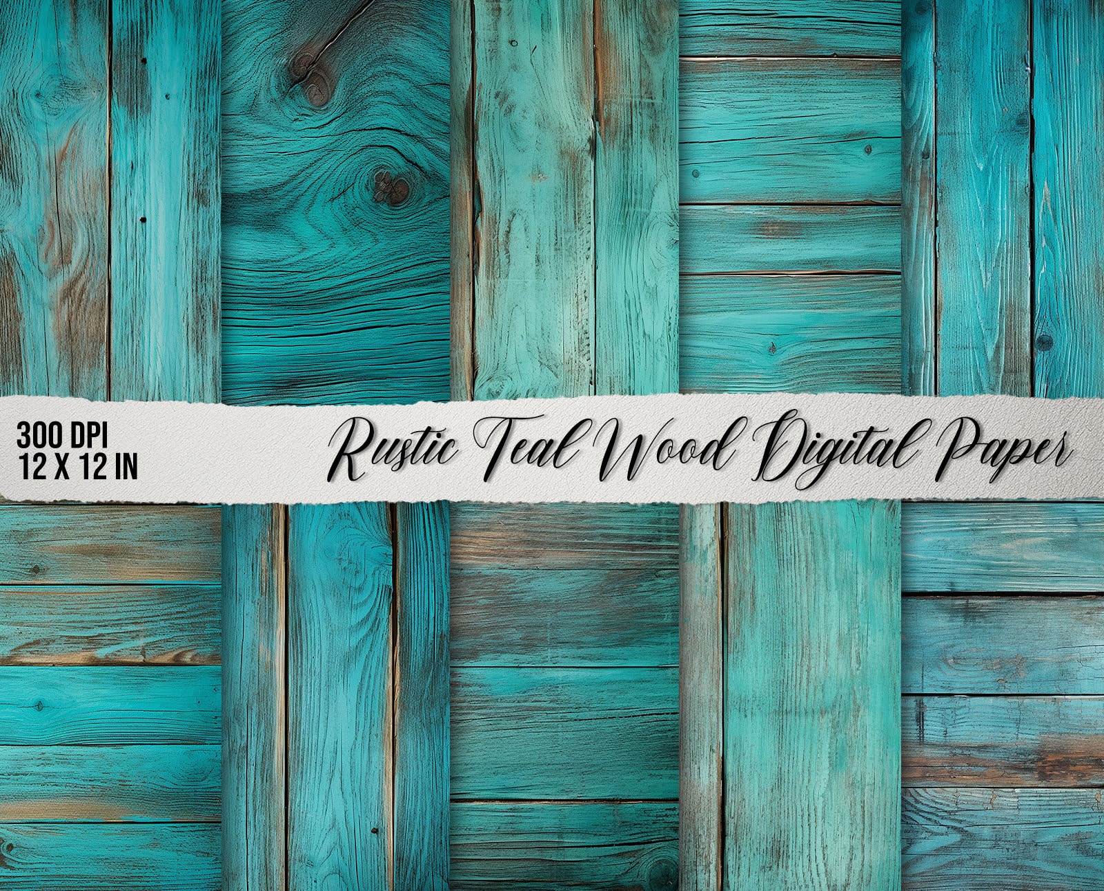 Rustic Teal Wood Digital Paper | Teal Wood Background | Teal Wooden ...