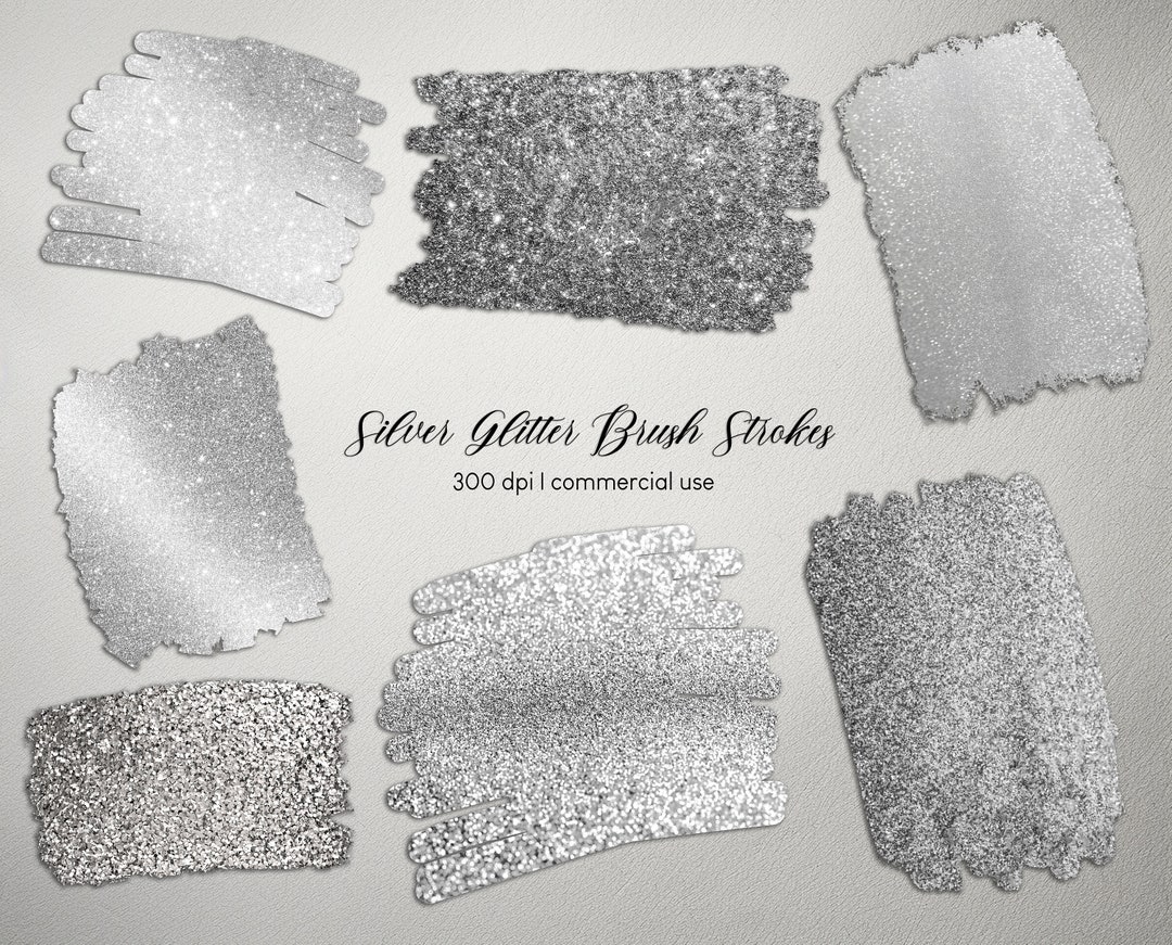 Silver Paint Strokes Clipart | Silver Foil | Silver Glitter Digital PNG ...