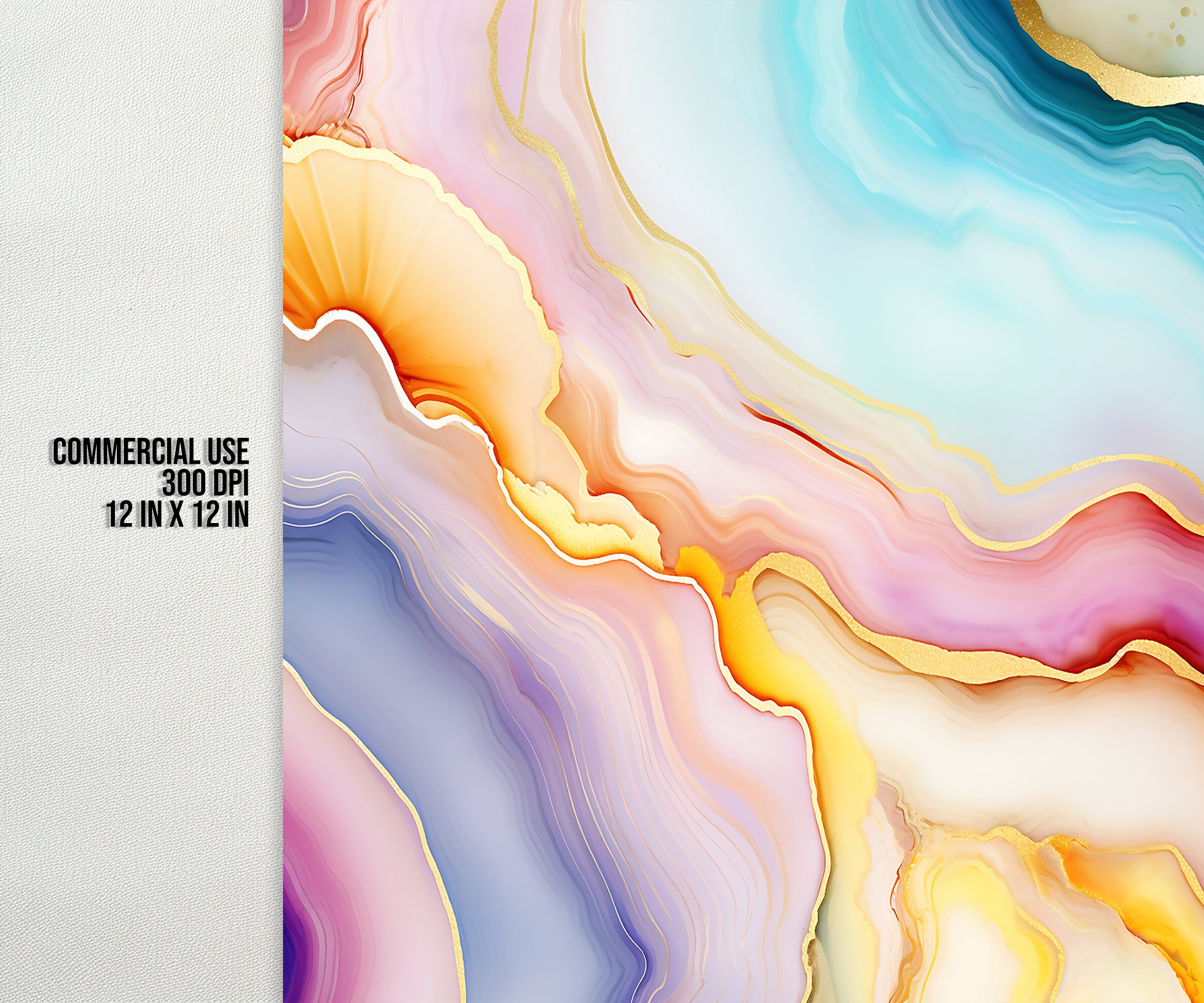 Pastel Rainbow Agate Digital Paper | Pastel Marble and Gold Paper ...