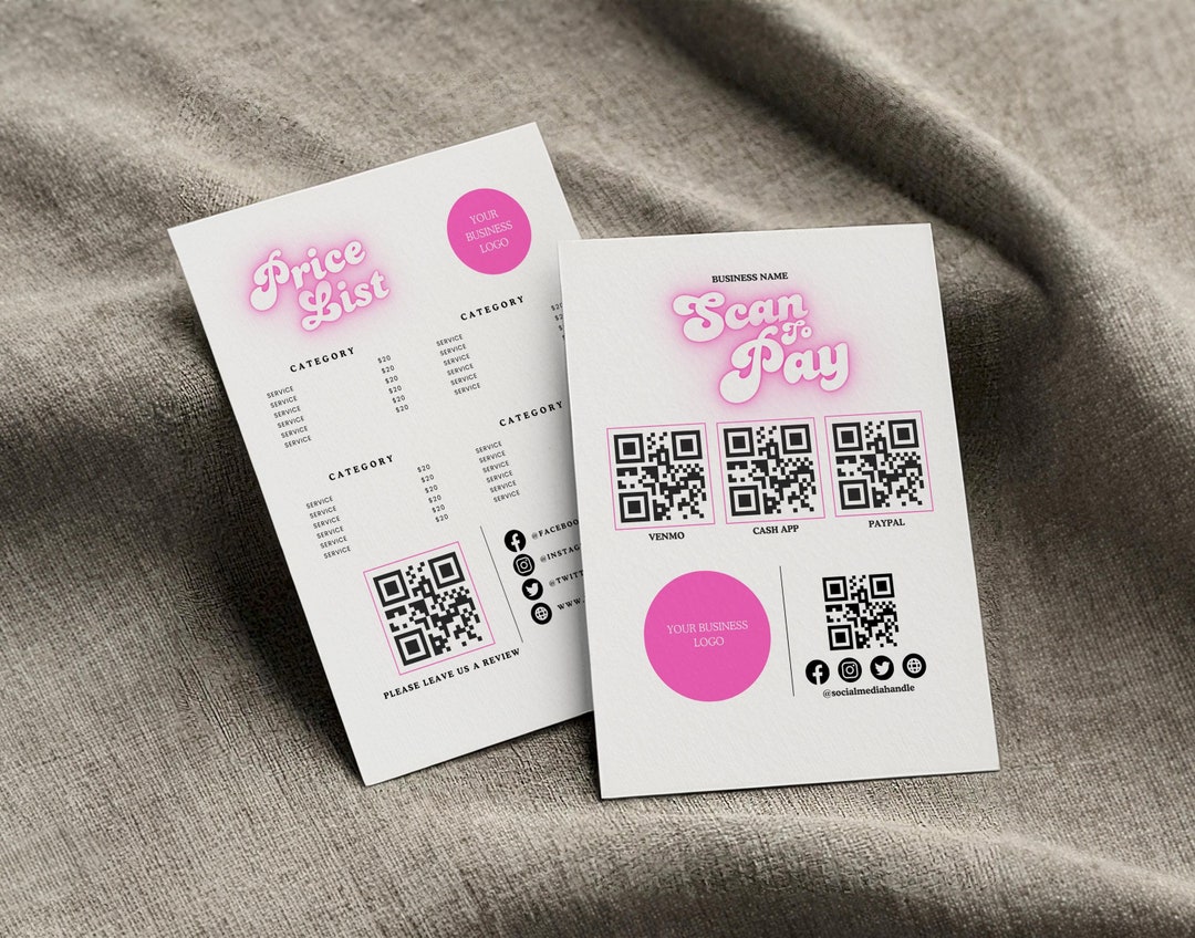 Editable Scan to Pay Sign | QR Code Sign Template | Printable Payment ...