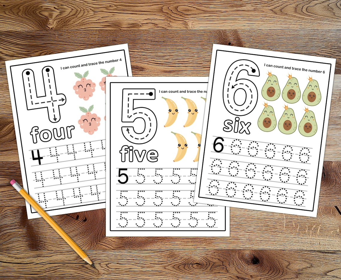 Pre-k and Preschool Number Tracing Numbers 1-10 Count the Fruit Instant ...