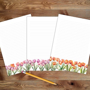 Tulip Printable Stationery Bundle Lined Unlined Digital Writing Paper ...
