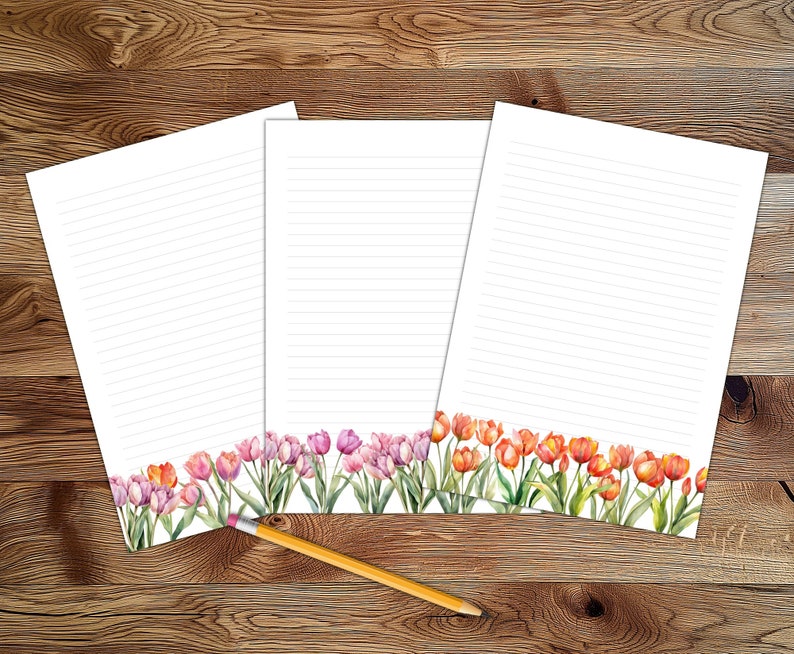 Tulip Printable Stationery Bundle Lined Unlined Digital Writing Paper ...
