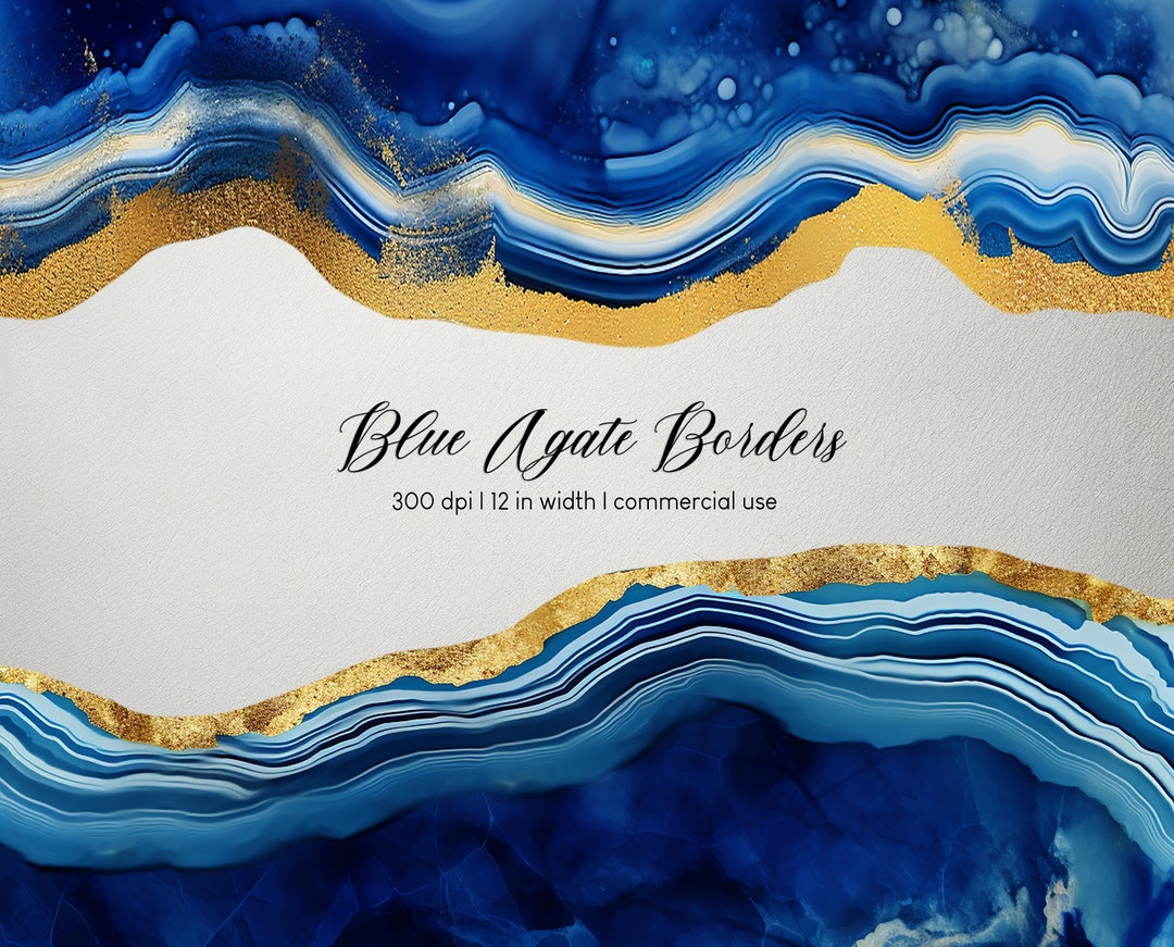 Navy and Gold Agate Borders | Navy Geode PNG Overlays With Gold Glitter ...