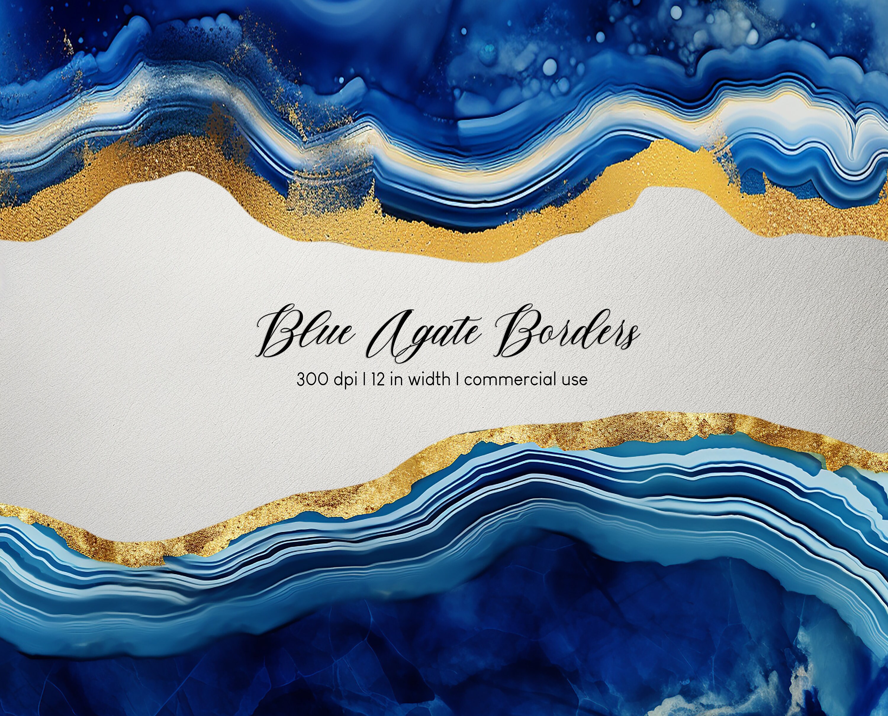 Navy and Gold Agate Borders | Navy Geode PNG Overlays With Gold Glitter ...