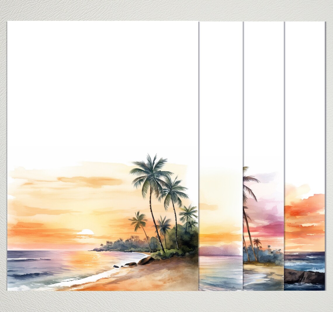 Beachside Printable Stationery Bundle | Lined Unlined Digital Writing ...