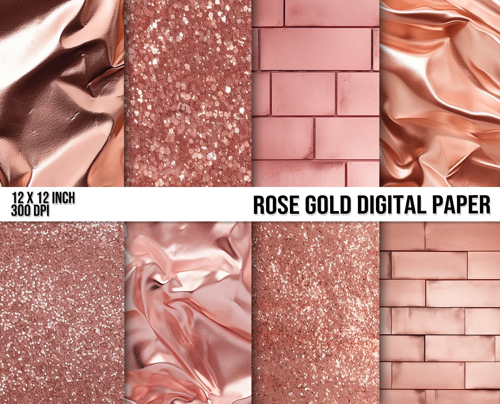 Rose Gold Digital Papers Glitter Paper Textures COMMERCIAL USE Digital ...