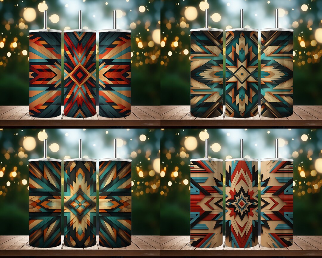 Traditional Navajo Pattern 20oz Skinny Tumbler Bundle | Sublimation ...