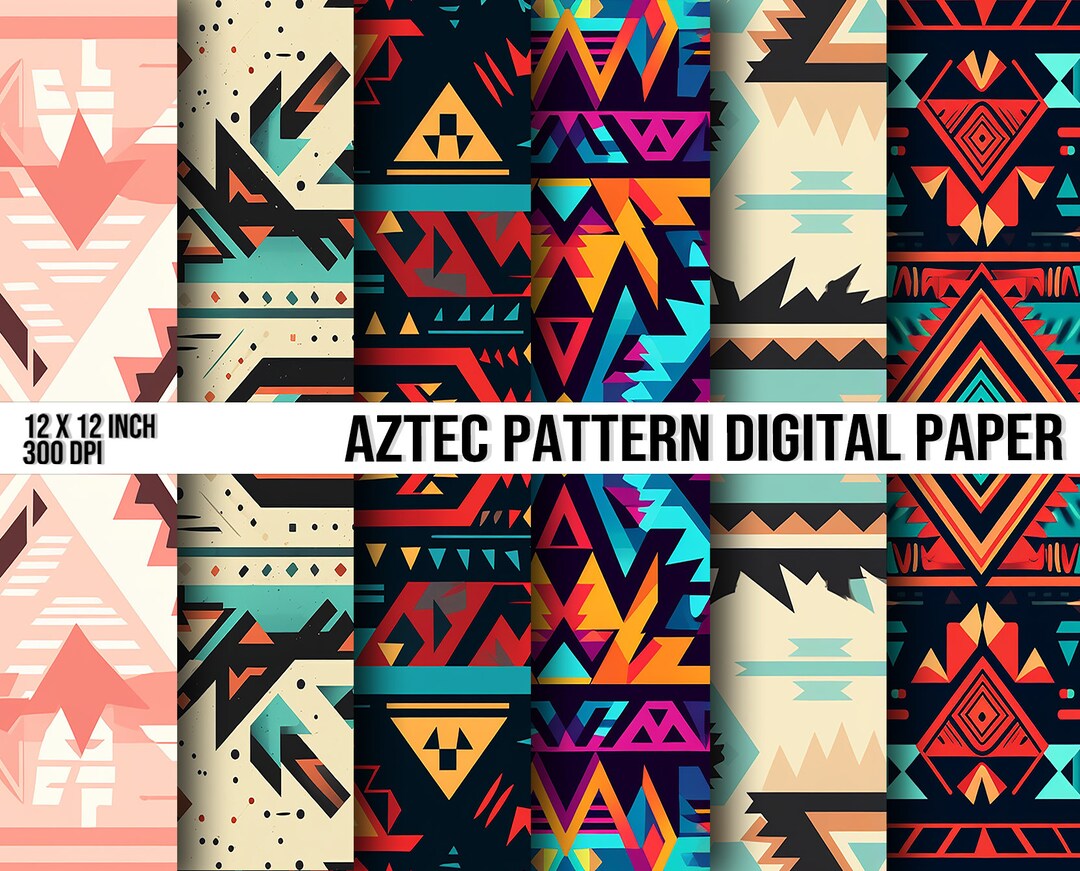 Aztec Pattern Digital Paper Tribal Design Tribal Backgrounds Digital ...