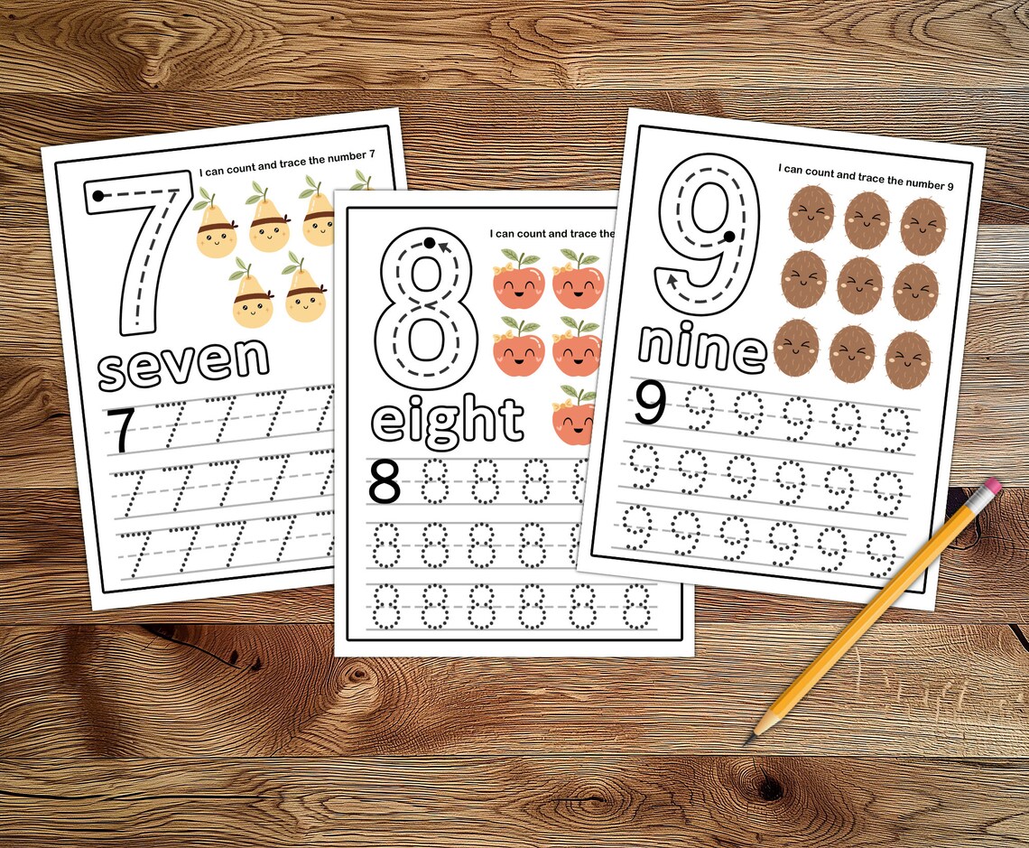 Pre-k and Preschool Number Tracing Numbers 1-10 Count the Fruit Instant ...