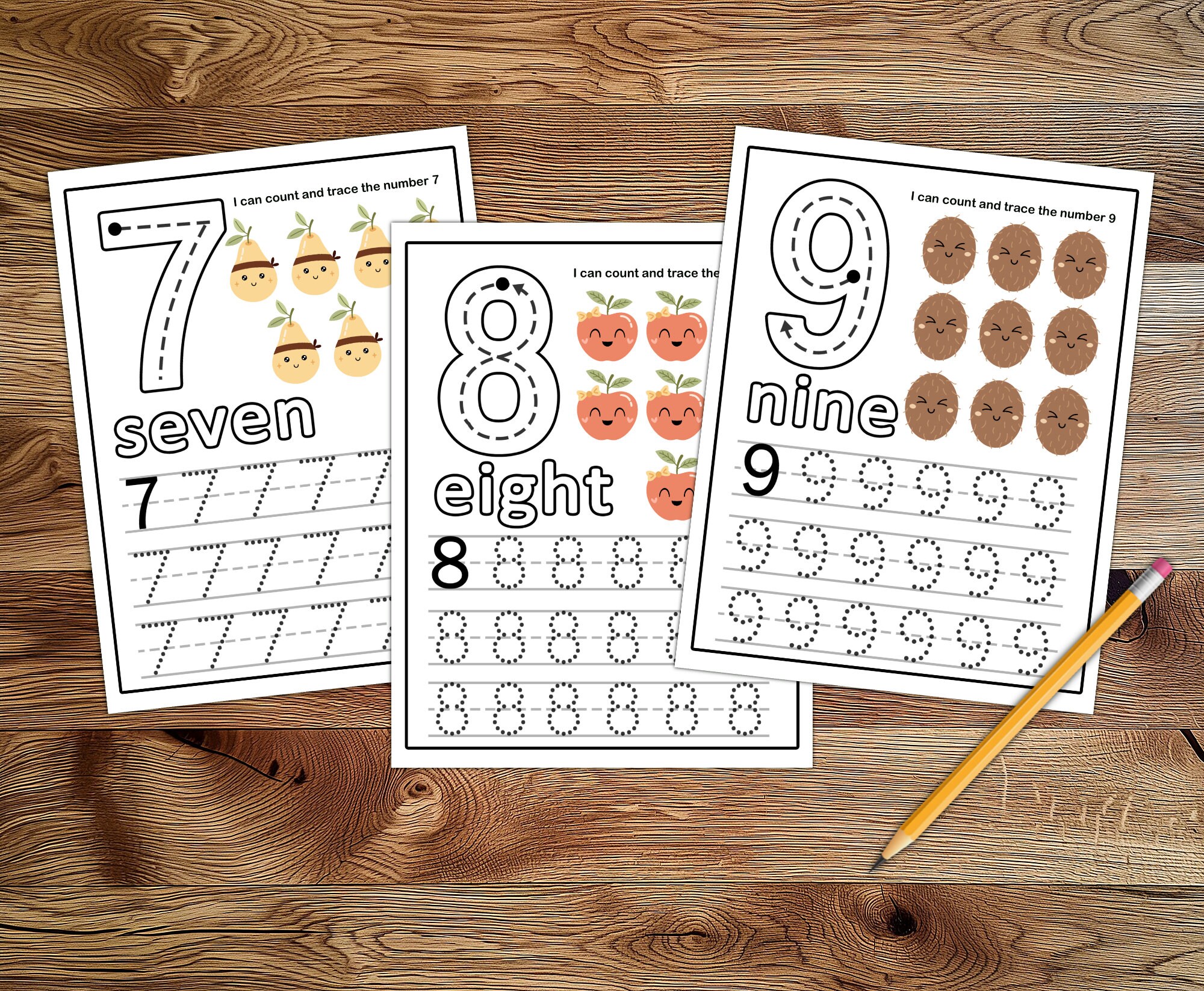Pre-k and Preschool Number Tracing Numbers 1-10 Count the Fruit Instant ...