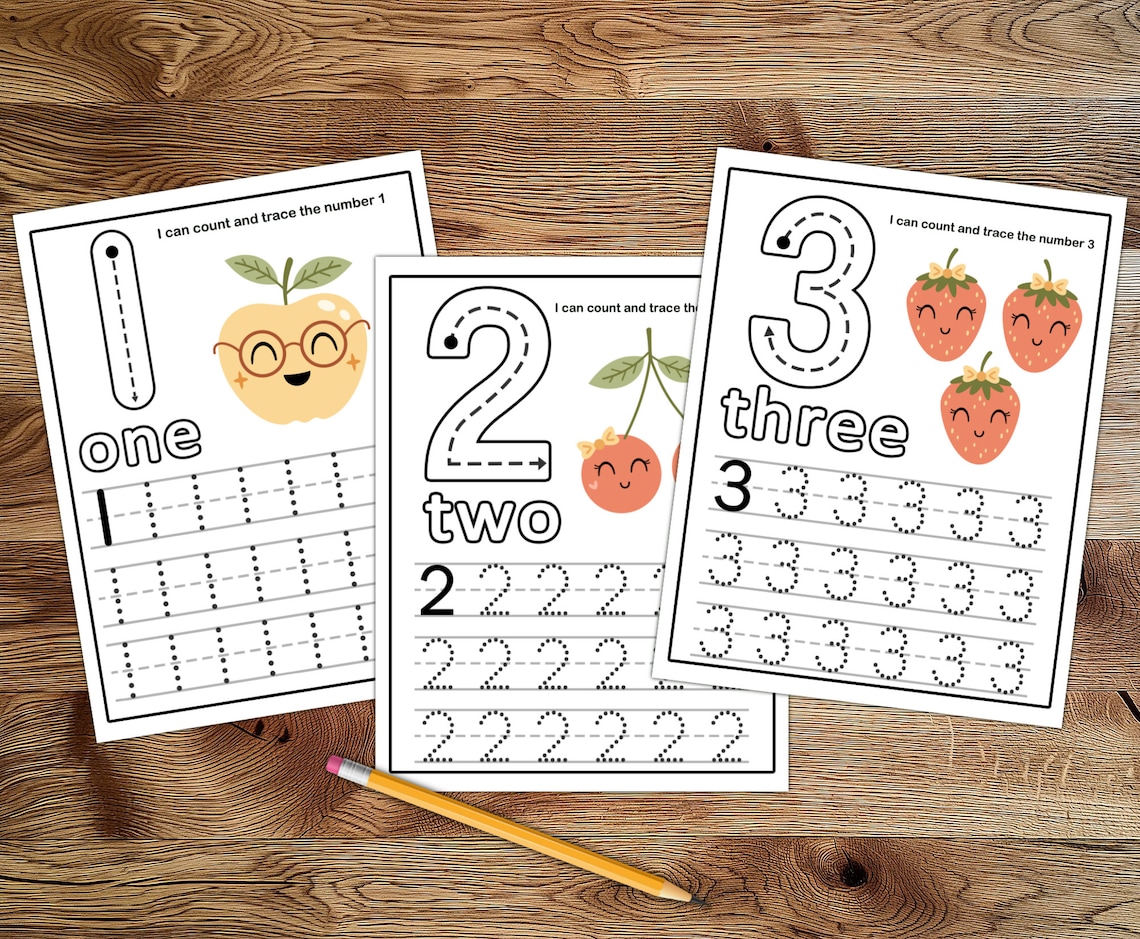 Pre-k and Preschool Number Tracing Numbers 1-10 Count the Fruit Instant ...