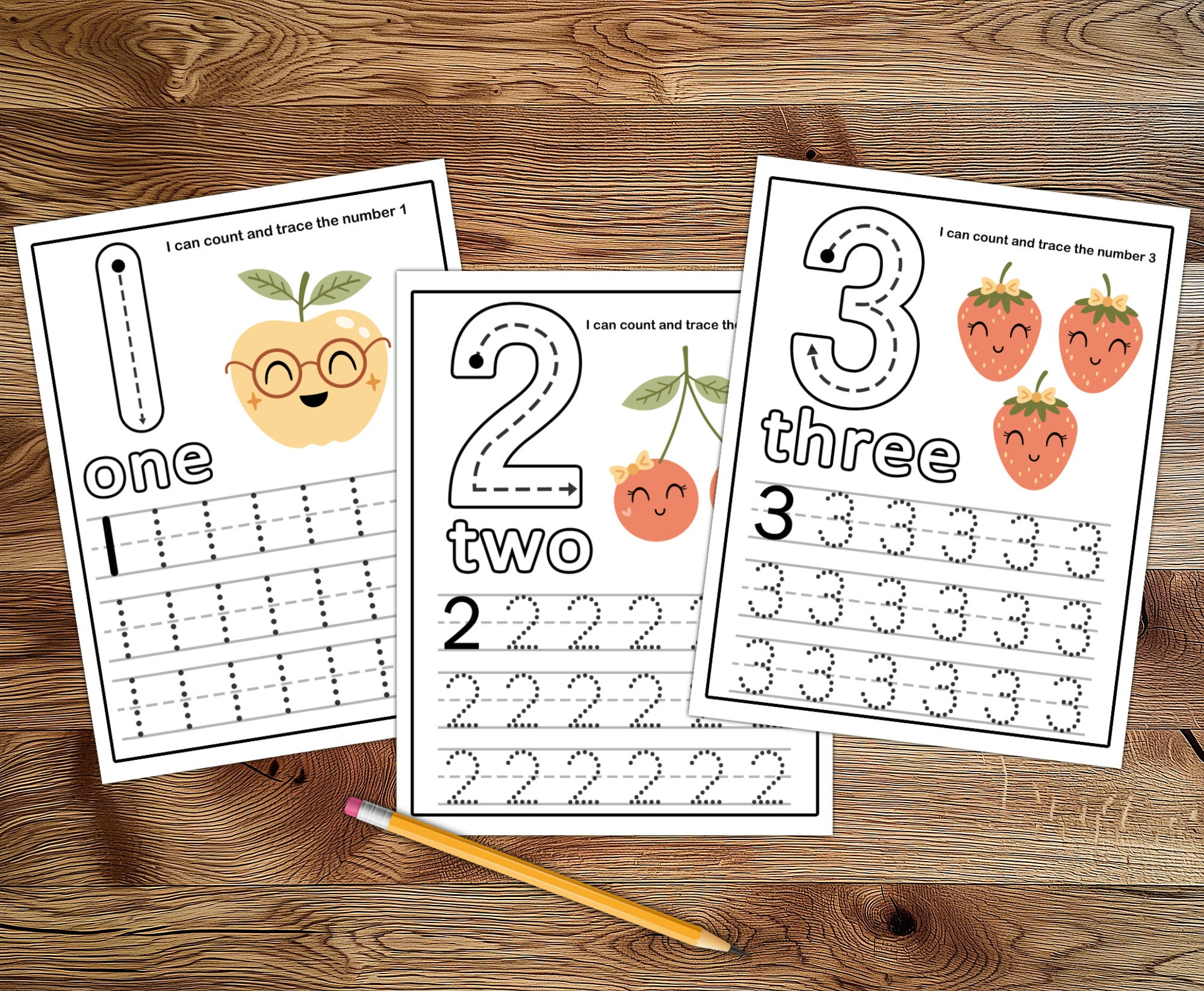 Pre-k and Preschool Number Tracing Numbers 1-10 Count the Fruit Instant ...