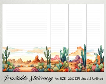 Beachside Printable Stationery Bundle | Lined Unlined Digital Writing ...