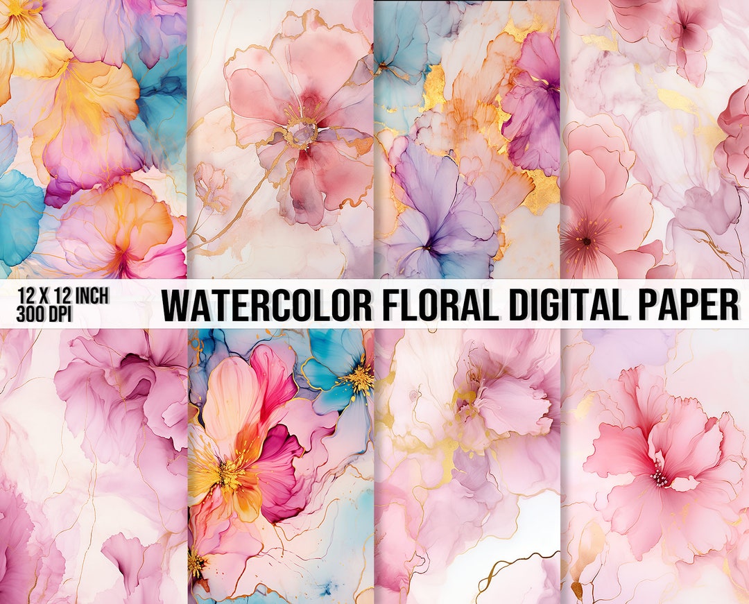 Watercolor Flowers Digital Papers Floral Digital Paper 10 Designs ...