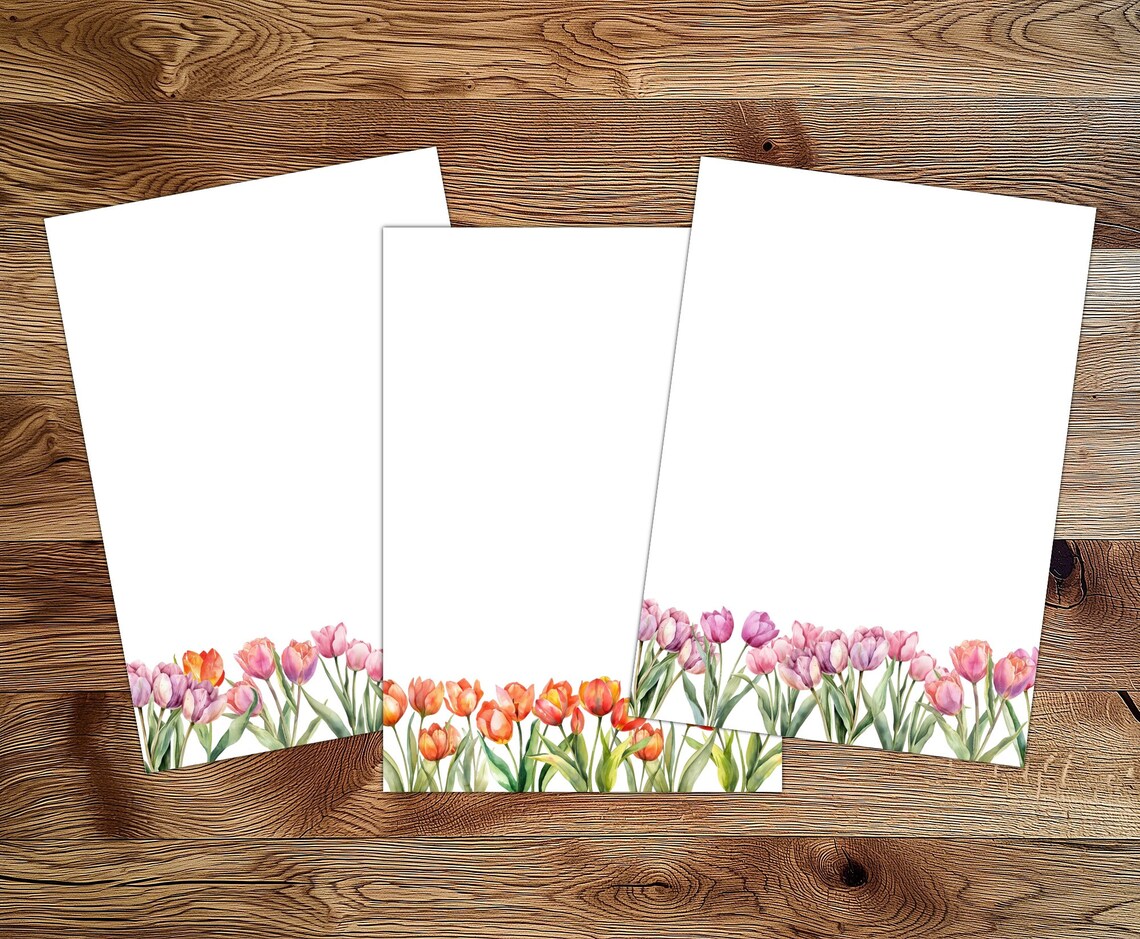 Tulip Printable Stationery Bundle Lined Unlined Digital Writing Paper ...