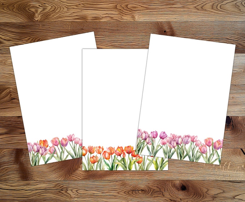 Tulip Printable Stationery Bundle Lined Unlined Digital Writing Paper ...