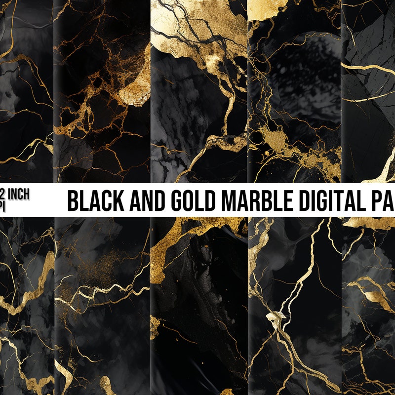 Black and Gold Wall Paper - Etsy