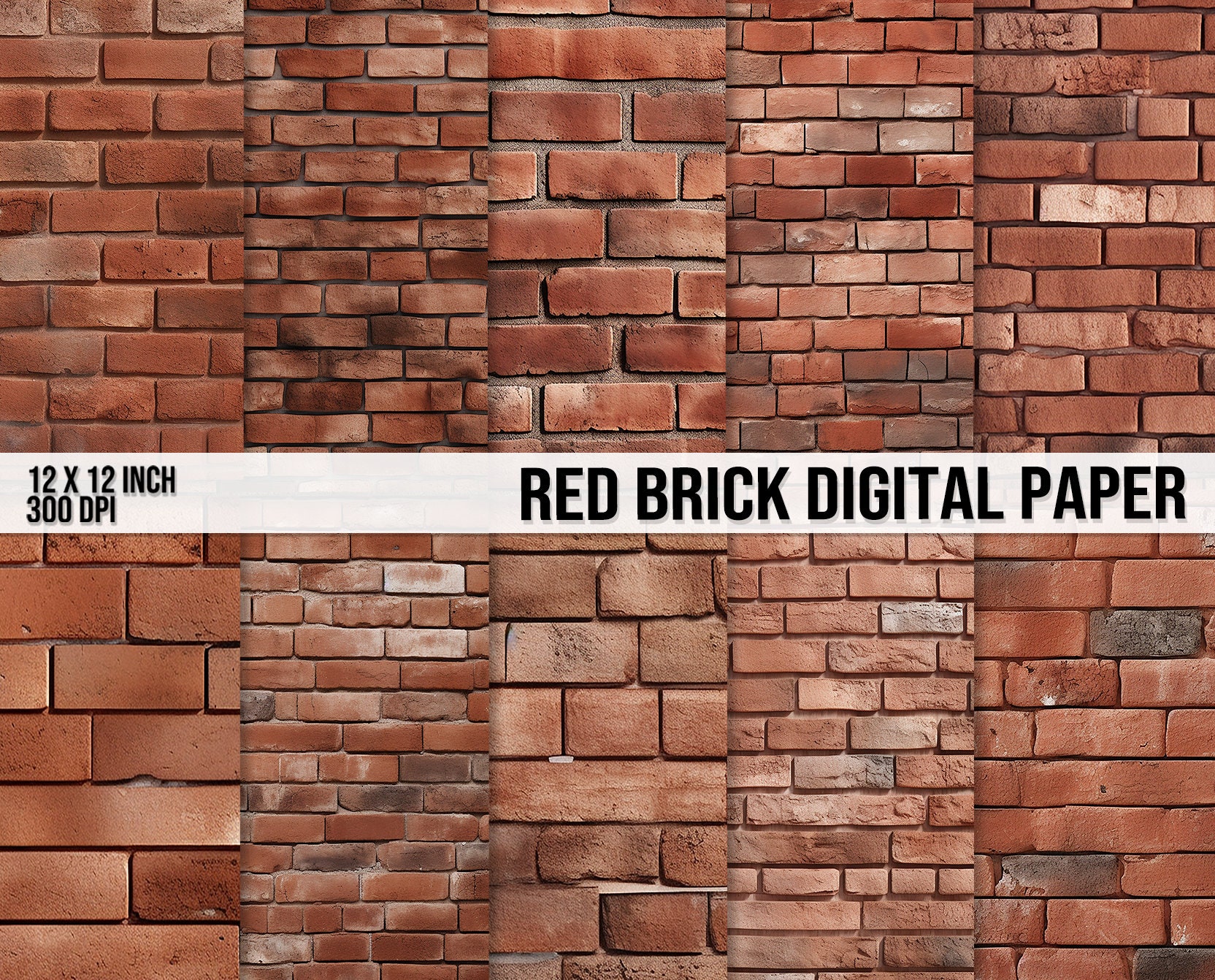 Red Brick Digital Papers Brick Digital Paper 10 Designs Brick ...
