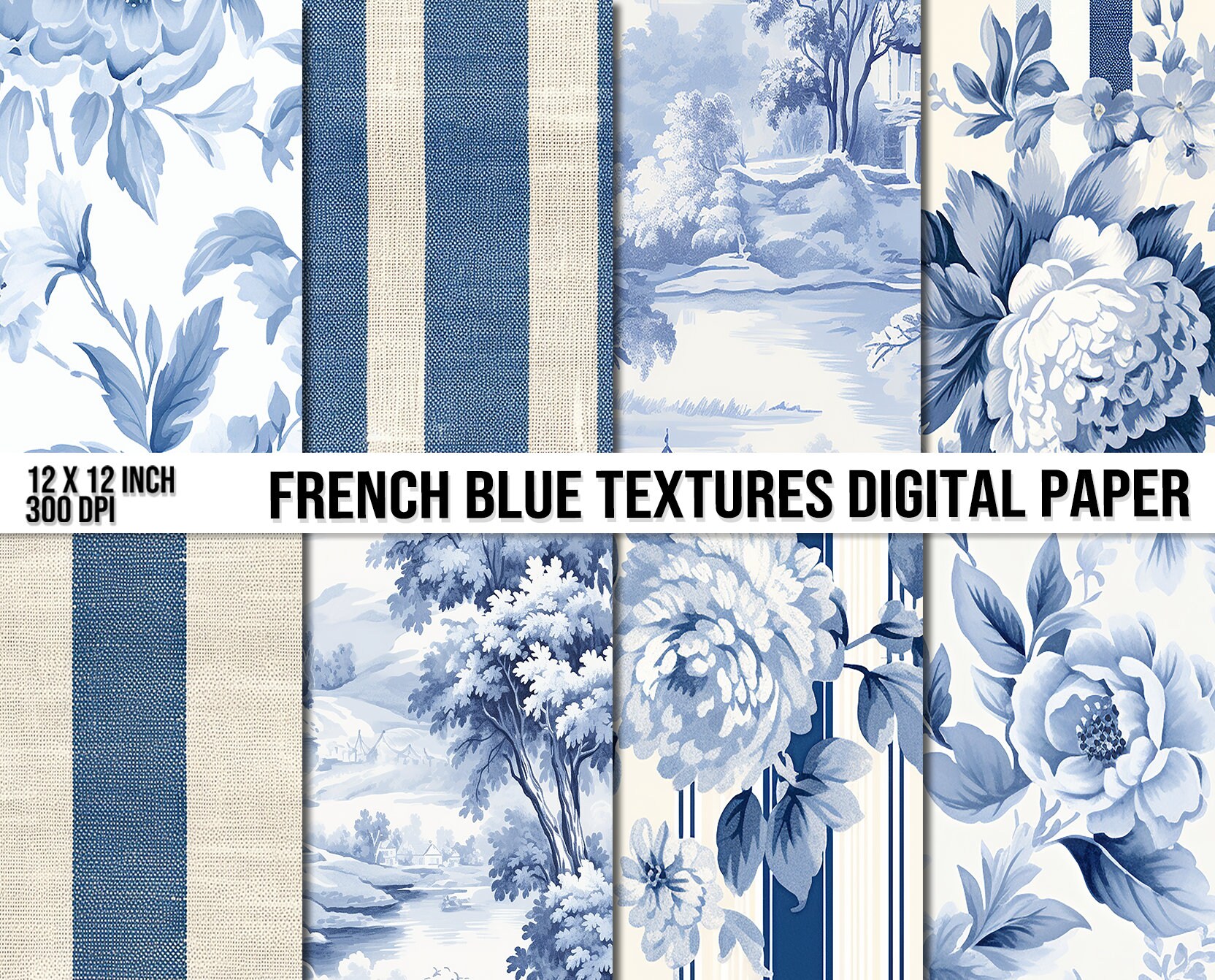 French Blue Textures Digital Paper | French Blue Digital Paper | 8 ...