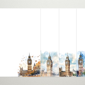 Watercolor Big Ben Printable Stationery Bundle Lined Unlined Digital ...