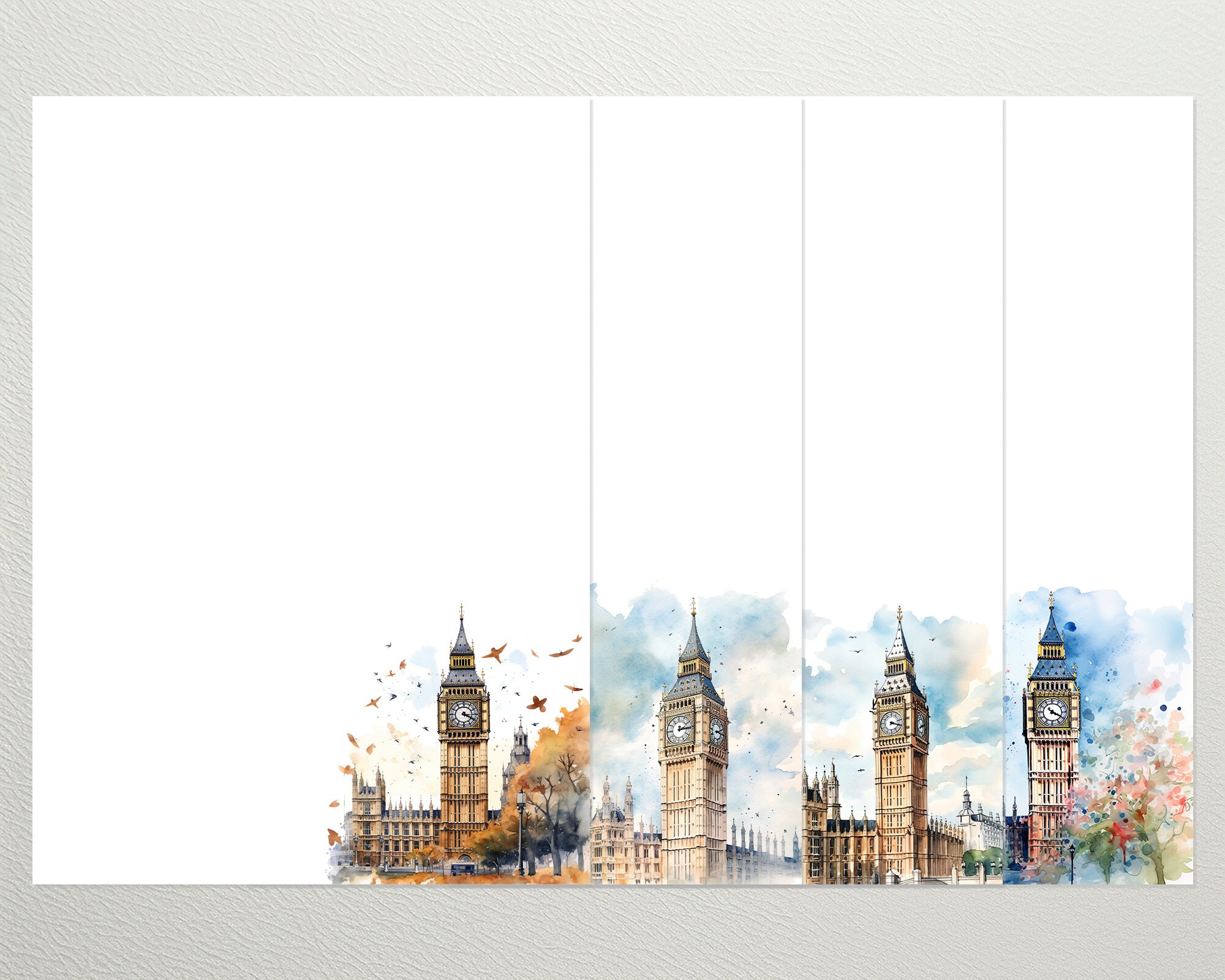 Watercolor Big Ben Printable Stationery Bundle Lined Unlined Digital ...