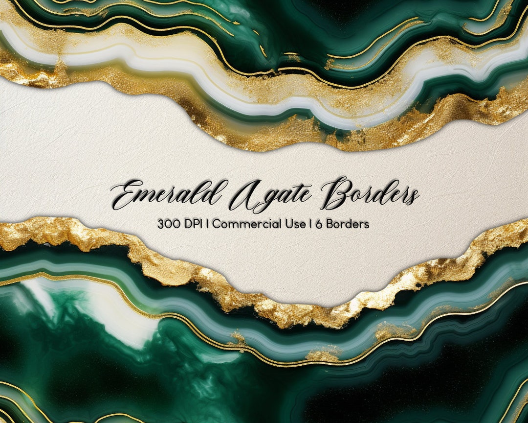 Emerald and Gold Agate Borders Emerald Geode PNG Overlays With Gold ...