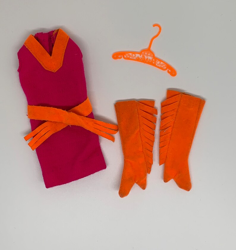Vintage 1971-1972 Barbie Fringe Benefits Orange and Fuchsia Pink Dress ...