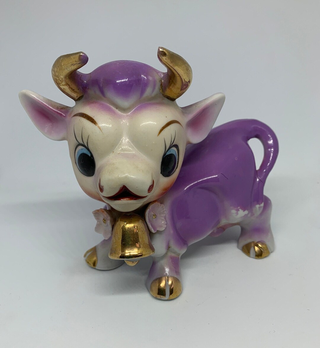 Vintage Victoria Ceramics Anthropomorphic Ceramic Purple Cow Figurine ...