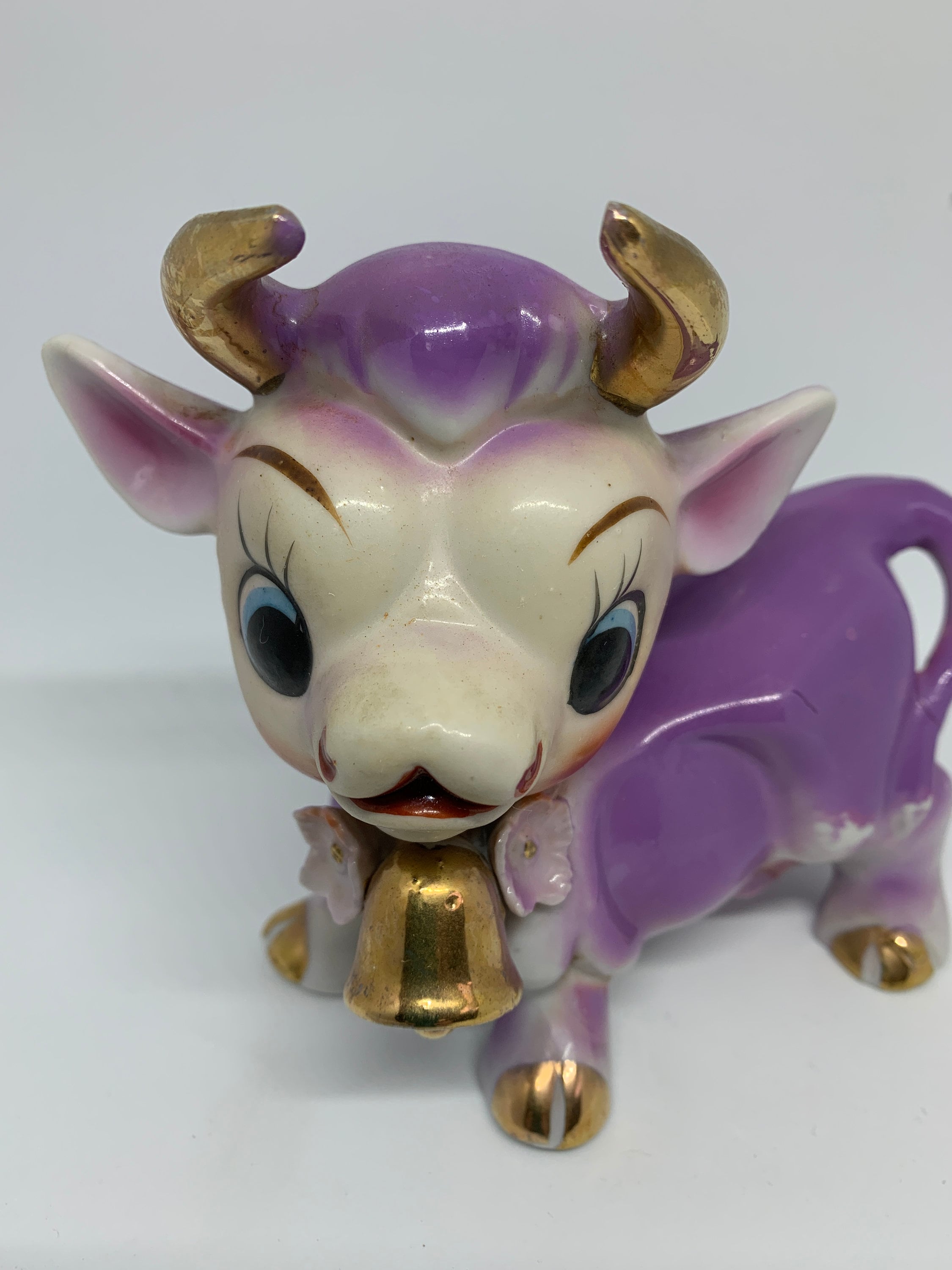 Vintage Victoria Ceramics Anthropomorphic Ceramic Purple Cow Figurine ...