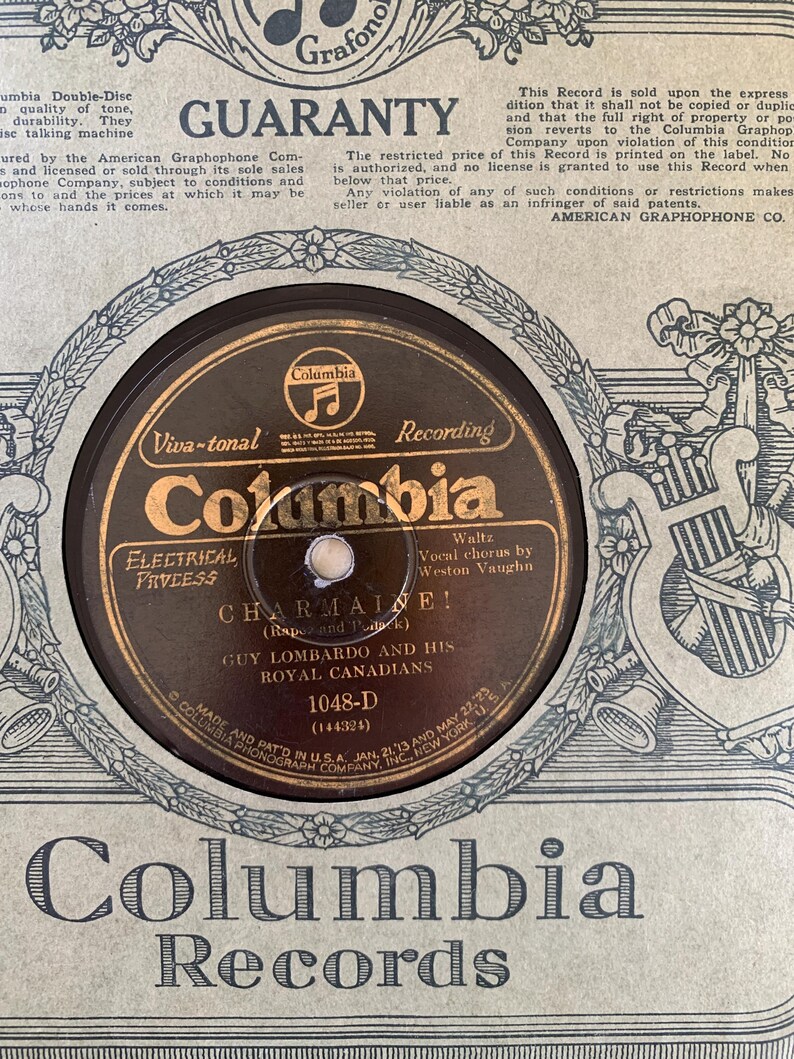 Vintage 1927 Guy Lombardo and His Royal Canadians Under the Moon/charmaine Shellac Record W ...