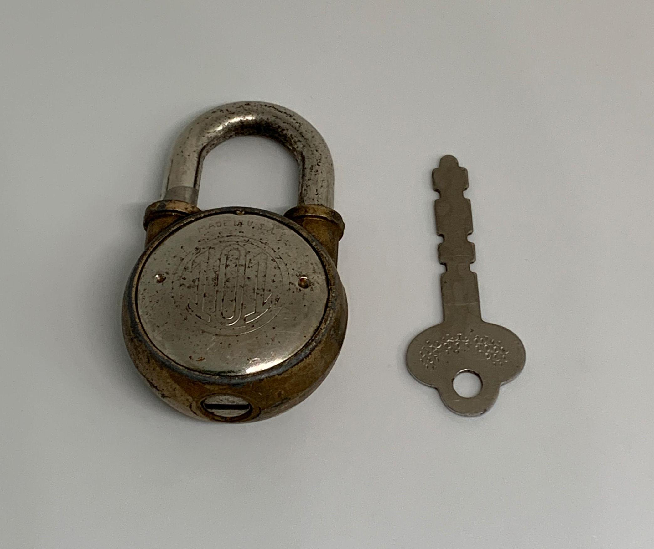 Vintage 101 Padlock With Skeleton Key, Made in USA | Old Working Locks ...