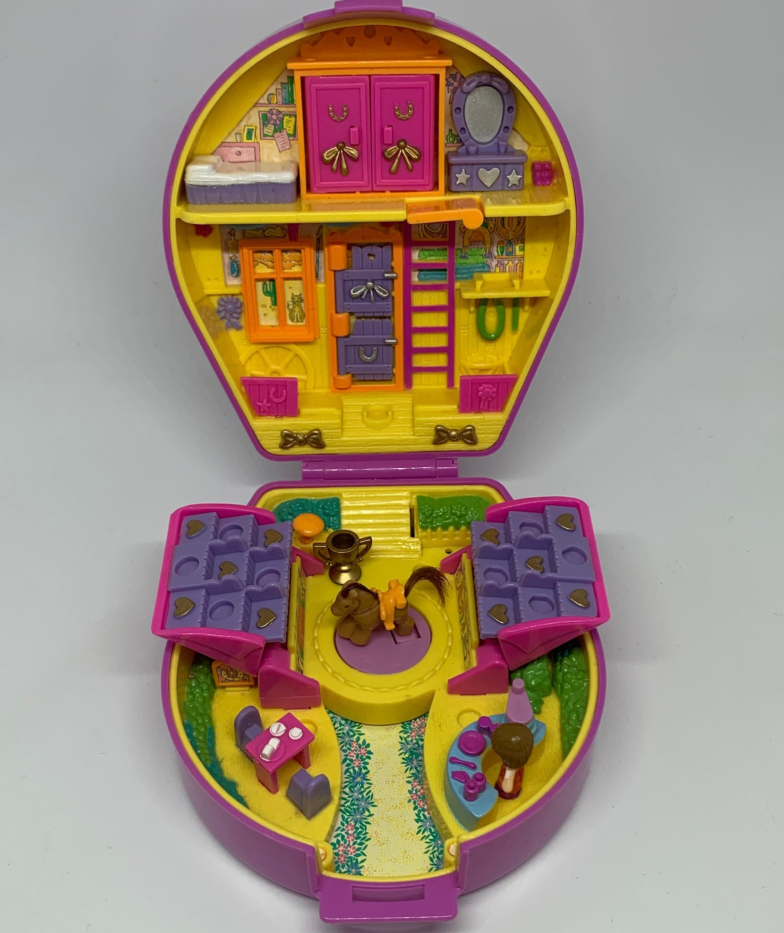 Vintage 1994 Polly Pocket Pony Riding Show, Bluebird Toys, Horseshoe ...