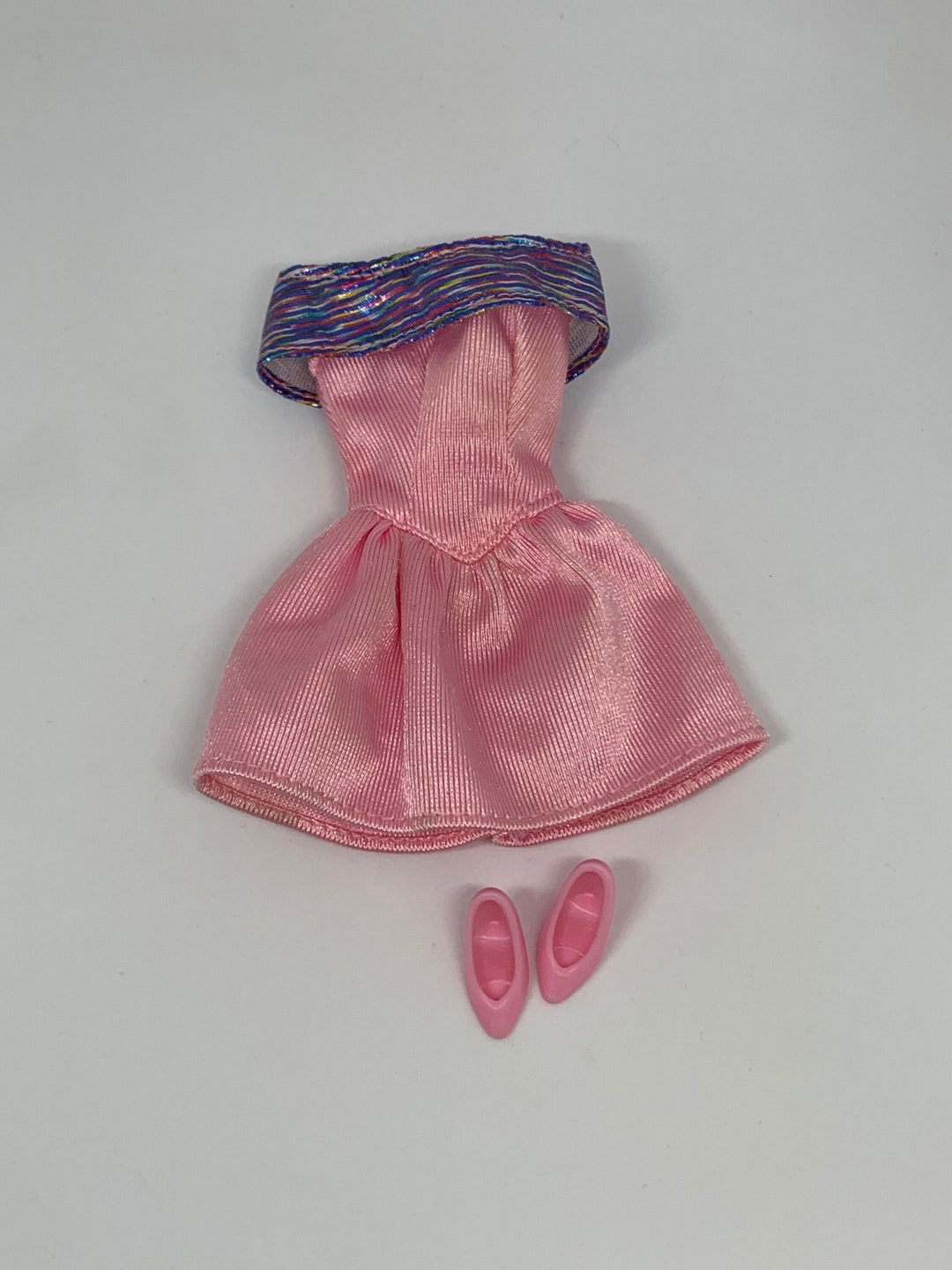 Vintage 90s/early 2000s Barbie Light Pink off Shoulder Cocktail Dress ...