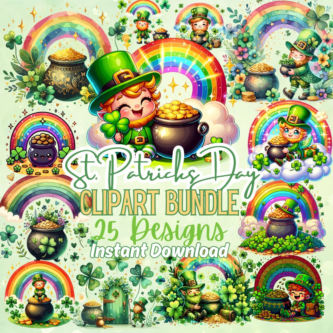 St. Patrick's Day Clipart | Fun Shamrock Clipart PNG Files | Instant ...