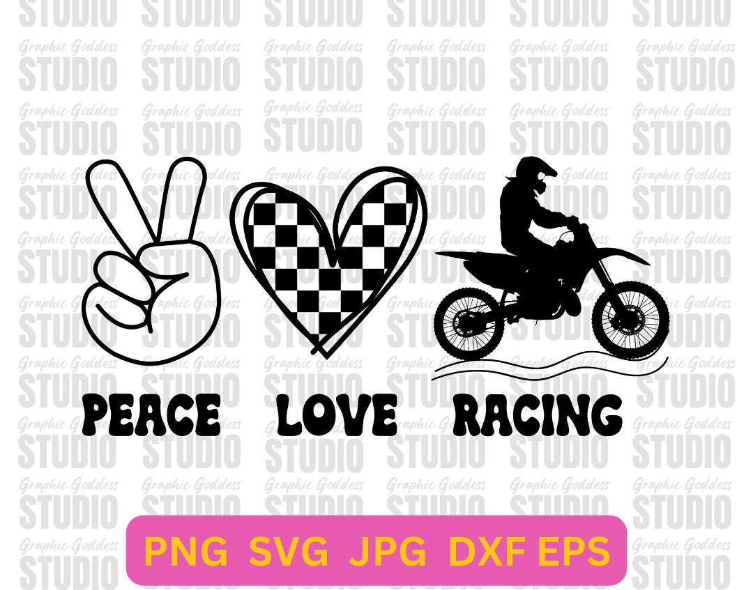Peace Love Racing SVG: Retro Dirt Bike Design (digital Download) - Etsy