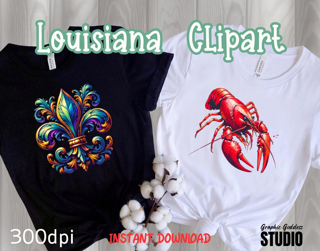 Louisiana Clipart: Crawfish, Pelican, Cajun Designs (PNG Digital ...