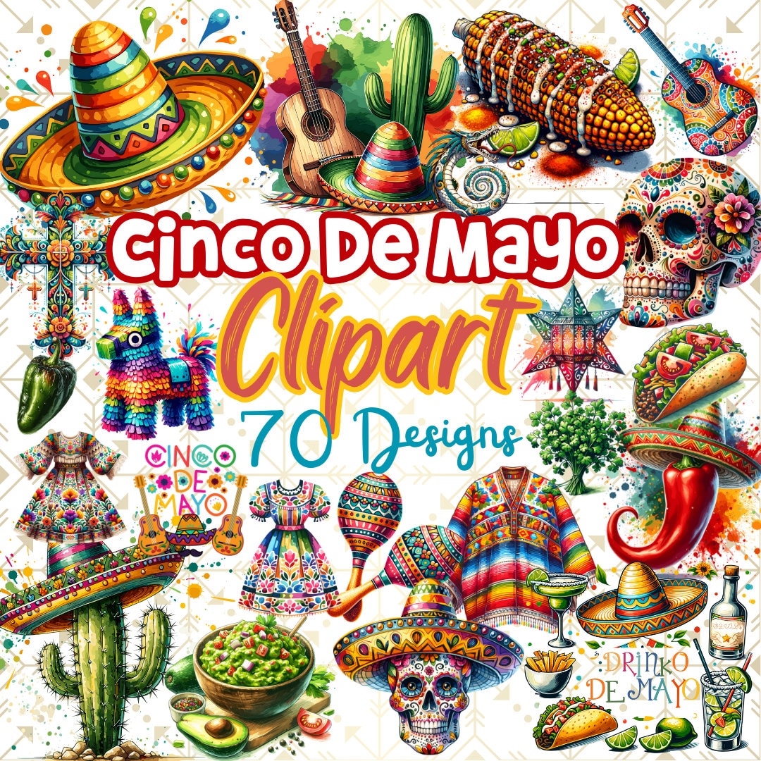 Cinco De Mayo Clipart: 70 Fiesta PNG Designs (digital Download) - Etsy