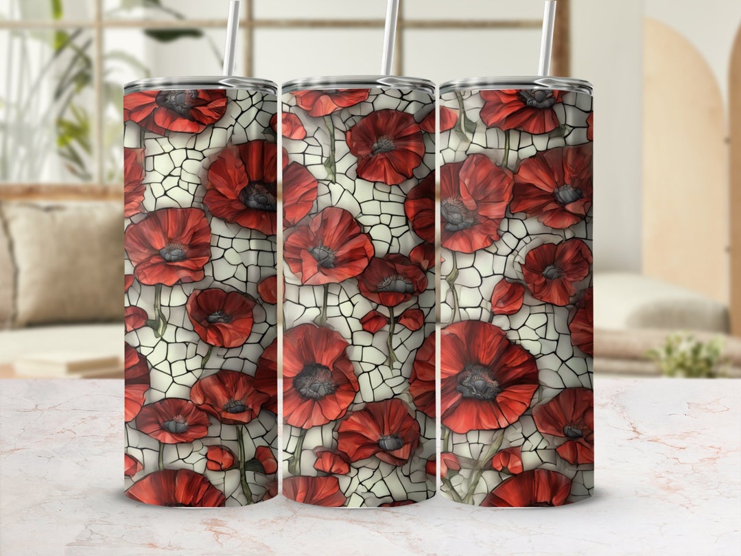 Poppy Flower Tumbler Wrap Digital, Poppy Flower Tumbler Wraps ...