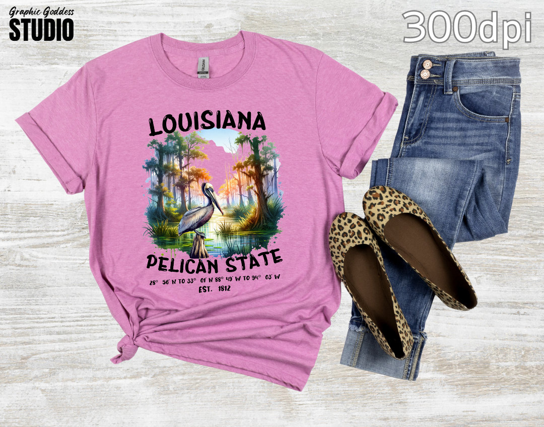Louisiana Pelican State Clipart: Swamp PNG Design (instant Download) - Etsy