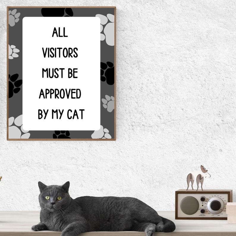 Funny Welcome Poster for Cat Owners, Wall Art for Hallway, Funny Cat Quote Print, Entrance Way ...