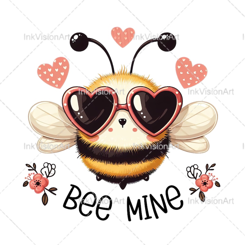 Valentine Bee Clipart - Etsy