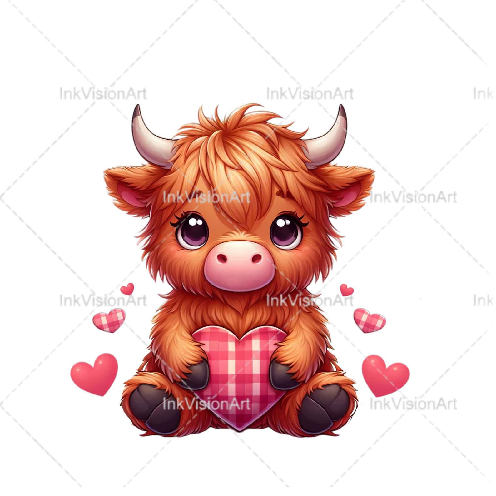 Highland Cow Valentine PNG, Cute Highland Cow PNG, Valentine's Day Png ...