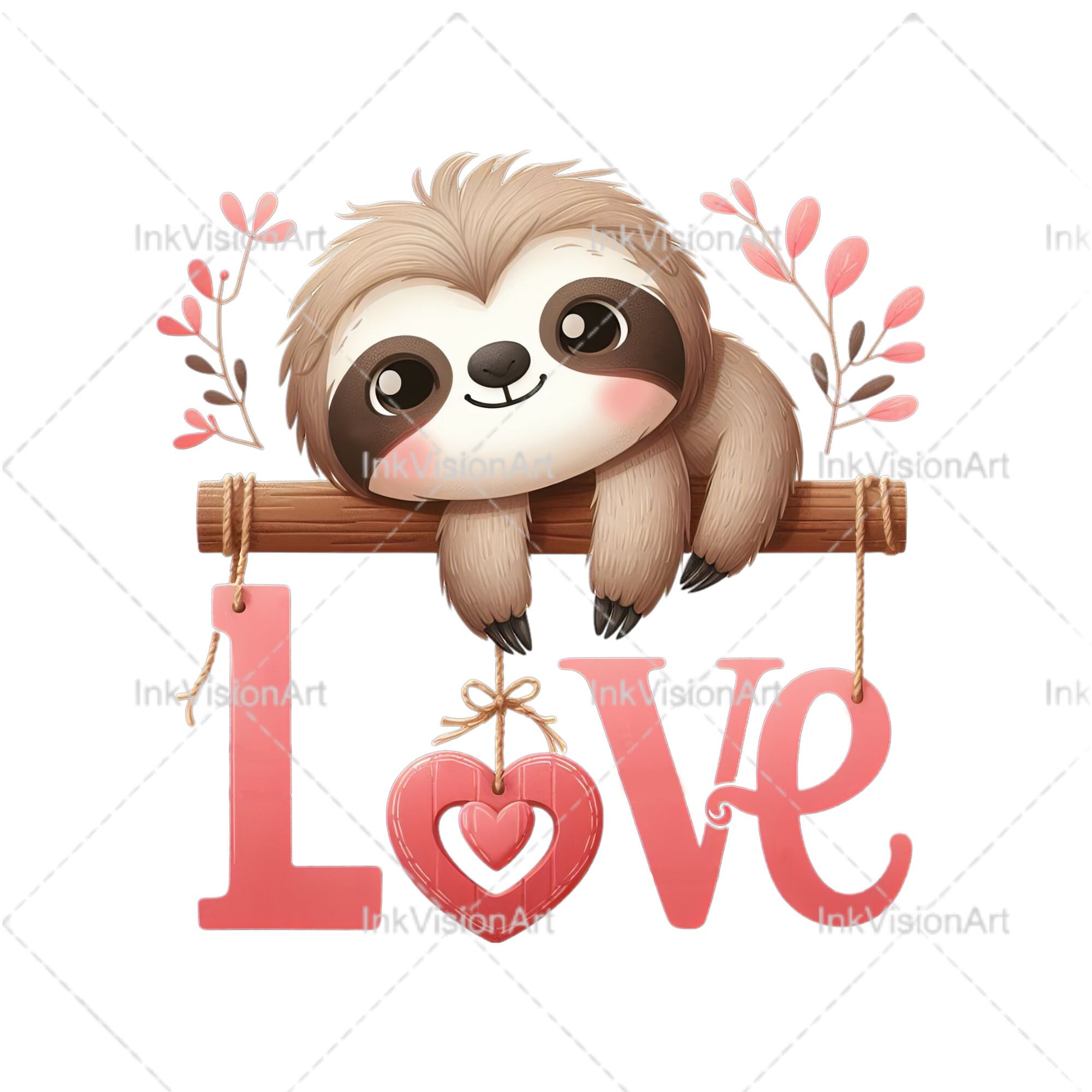 Valentine Sloth PNG, Sloth PNG, Sloth Love PNG, Cute Sloth Png ...