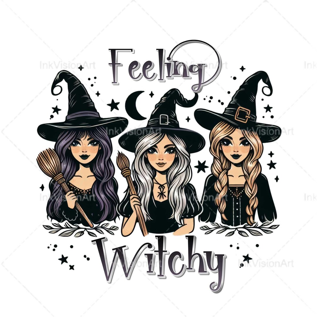 Feeling Witchy PNG, Halloween Witch PNG, Retro Witch PNG, Halloween ...