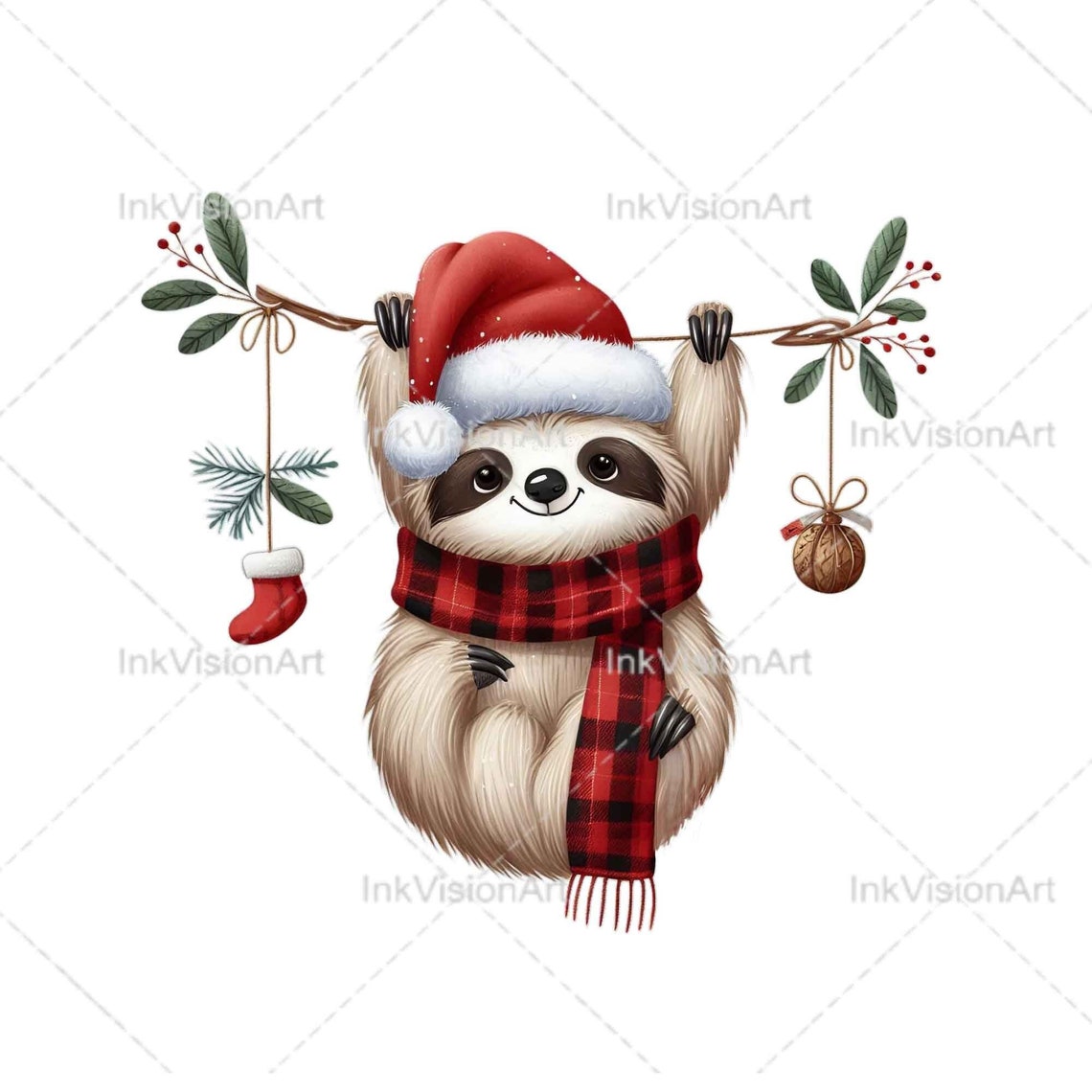 Cute Christmas Sloth PNG, Sloth PNG, Christmas Sloth PNG, Cute Sloth ...