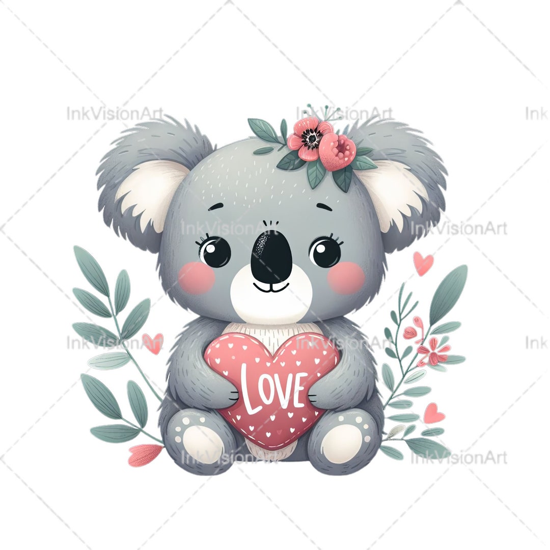 Valentine Koala PNG, Cute Koala PNG, Valentine PNG, Valentine Koala Svg ...